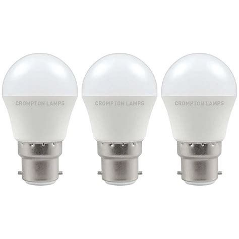 Crompton Lamps Led Golfball 5 5w B22 Warm White Opal 40w Eqv 3 Pack