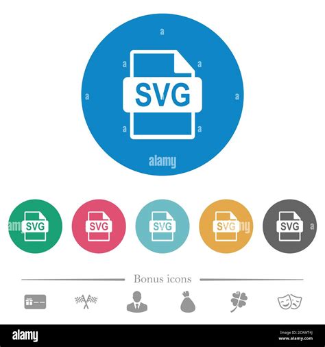 SVG File Format Flat White Icons On Round Color Backgrounds Bonus Icons Included Stock Vector