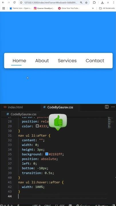 🔥 Cool Navbar Hover Animation With Html And Css Webdevelopment Coding Htmlcss Shorts Youtube