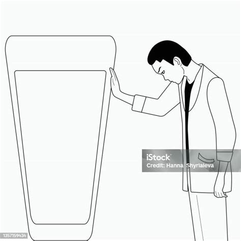 흑백 벡터 일러스트 핸드 드로잉 라인입니다 알코올 중독 남자와 술 한 잔 20 24세에 대한 스톡 벡터 아트 및 기타 이미지