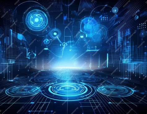 Abstract Technology Background With Digital Interfaces And Holograms Premium Ai Generated Image