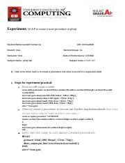 21MCA2536 WORKSHEET 3 3 PL SQL Docx Experiment W A P To Create A