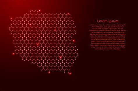 폴란드는 미래의 육각형 모양 선 노드의 빨간색과 빛나는 별 배너 포스터 인사말 카드에 대한 벌집 또는 분자 구조의 형태로 표시됩니다 벡터 그림입니다 0명에 대한 스톡 벡터