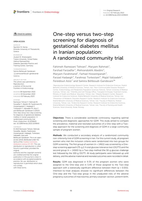Pdf One Step Versus Two Step Screening For Diagnosis Of Gestational