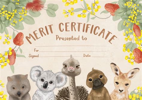 Australian Teaching Aids Merit Certificate Australian Flora And Fauna