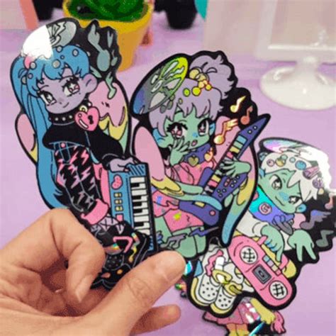 Aesthetic Anime Waifu Sticker Colorful Moe Holographic Kawaii Sticker