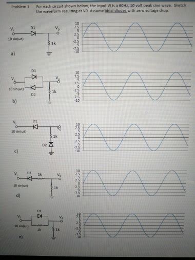 Solved For Each Circuit Shown Below The Input Vi Is A 60hz