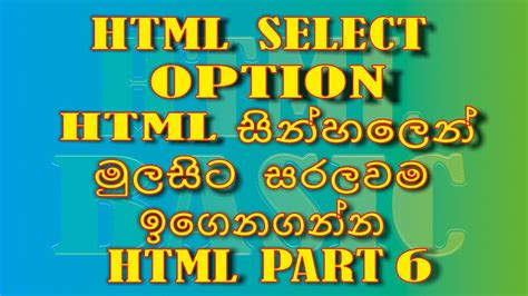 How To Create With Html Select Option Html සිංහලෙන් Part 6 Chamo