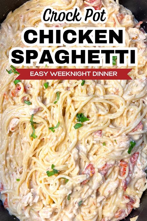 The Ultimate Creamy Cheesy Crock Pot Chicken Spaghetti Recipe Finding Time To Fly