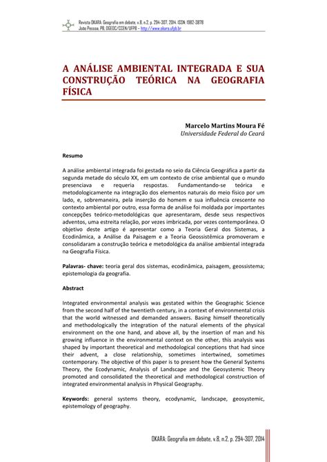 Pdf A Análise Ambiental Integrada E Sua Construção Teórica Na