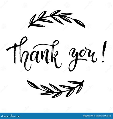 Thank You Card Vector Template Hand Lettering Brush Pen Modern Stock
