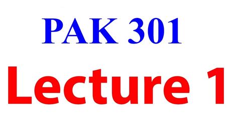 Pak 301 Short Lecture 1 Paper MCQ Based YouTube