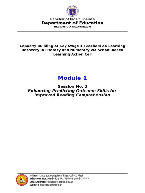 sg module 1 session 2 pdf reading comprehension lesson plan