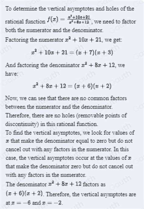 Solved 5 Determine The Vertical Asymptotes And Holes Removable Points Of Discontinuity Of
