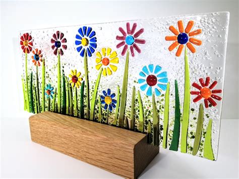 Large Fused Glass Flower Panel The Busy Box Room