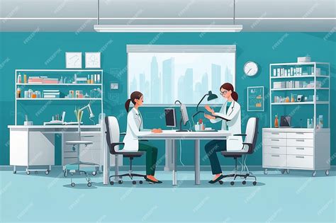 Premium Ai Image Linear Flat Laboratory Office Interior With Premium Ai Image Linear Flat Laboratory Office Interior With