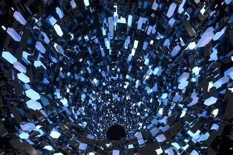 Premium Photo Tunnel Made Of Blocks Technology Background D Rendering