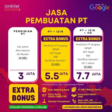 Jasa Pembuatan PT Bandung Murah Kilat