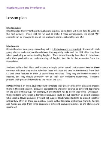 Interlanguage And Interference Teaching Resources