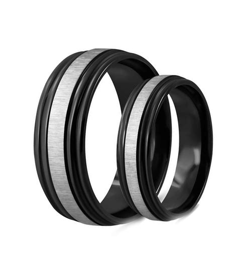 Black Satin Finished Titanium Couple Ring Zoey Zoey Philippines