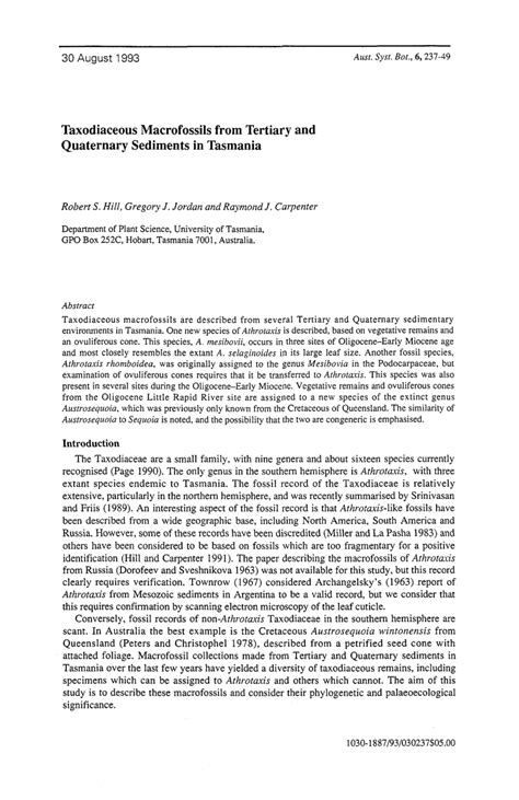 pdf taxodiaceous macrofossils from tertiary and quaternary sediments