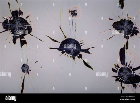 Close Up View Of Physically Damaged Lcd Screen Surface With Multiple Separated Impact Spots Close Up View Of Physically Damaged Lcd Screen Surface With Multiple Separated Impact Spots