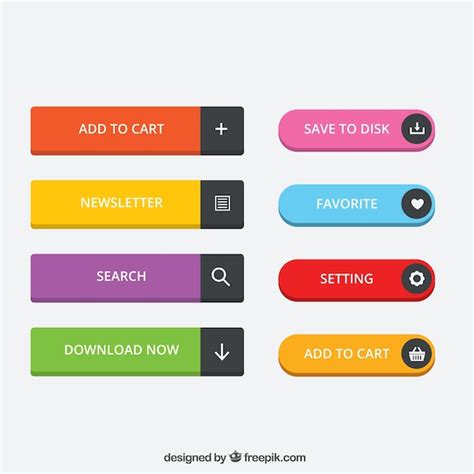 Colored Boutons De Site Web Vecteur Premium