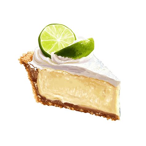 Key Lime Pie Slice With Whipped Cream And Lime Garnish Clipart Png