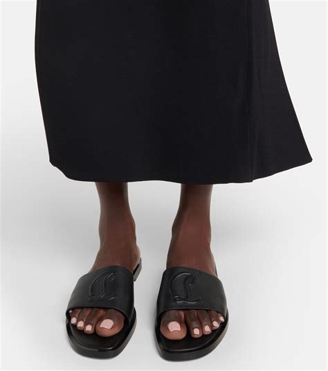 Cl Mule Embossed Leather Sandals In Black Christian Louboutin Mytheresa