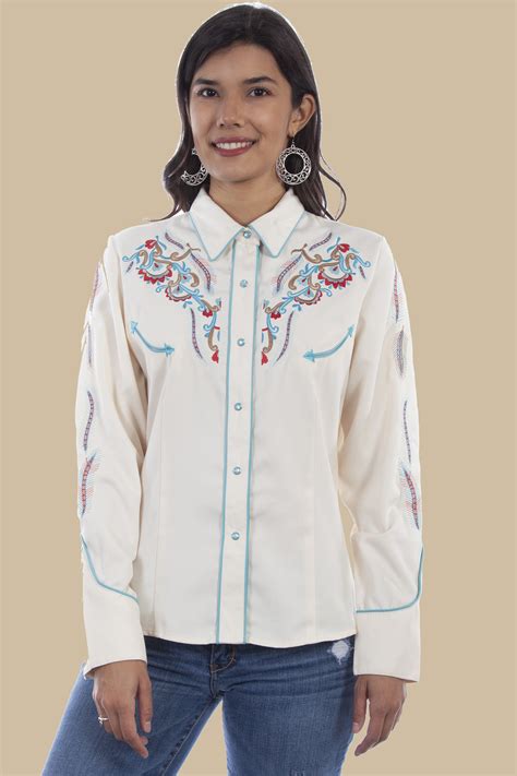 Scully Women S PL 878 WESTERN SNAP SHIRT CREAM