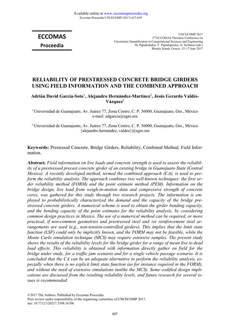Pdf Reliability Of Prestressed Concrete Bridge Girders Using Field Information And The