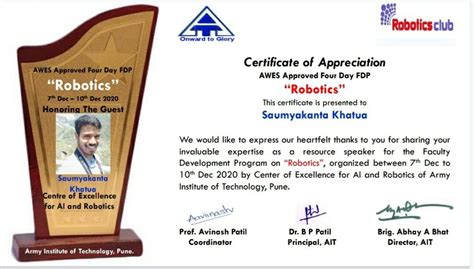 Saumyakanta On Linkedin Its Always Been A Pleasure Being A Part Of Robotics Club Ait Knowledge
