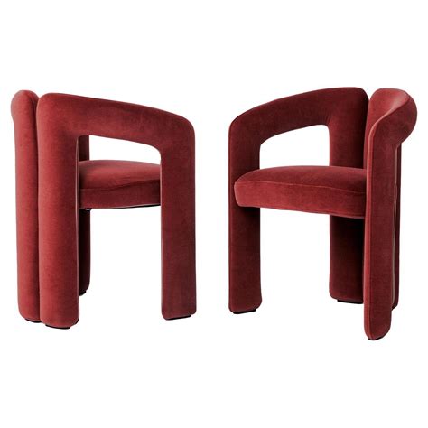 Set Of 2 Coral Colored Velvet Blend Covered Dining Chair Cassina At