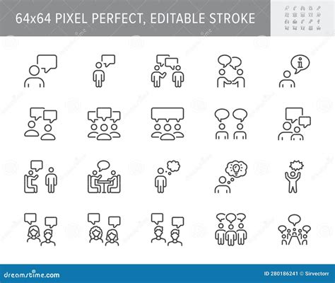 Talking People Line Icons. Vector Illustration Include Icon - Teamwork ...