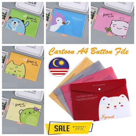 【joymall】cartoon A4 File Folder Button File Organizer Document Bag