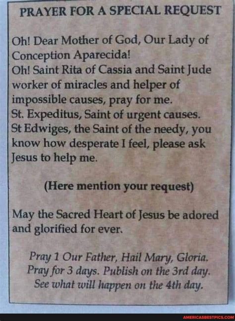 Prayer For A Special Request I I Oh Dear Mother Of God Our Lady Of