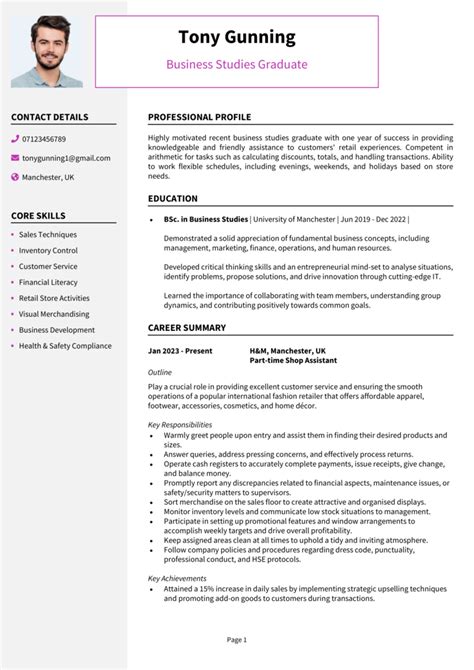 Fresh Grad CV Example Guide Get Hired Fast