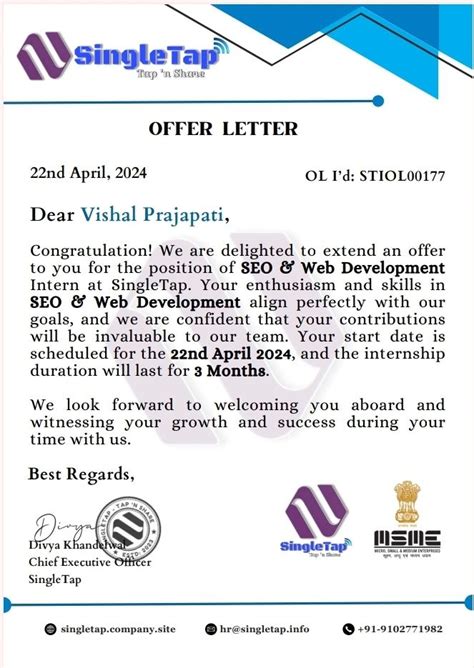 Vishal Prajapati On Linkedin Internship Newbeginnings Singletap