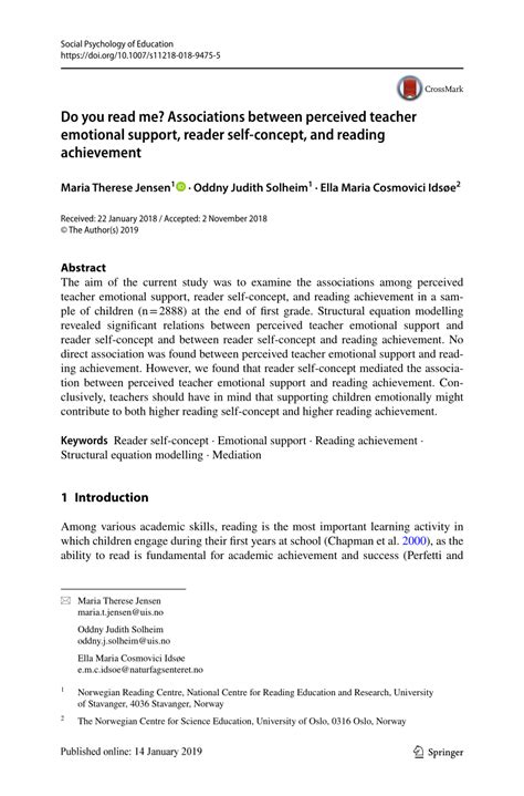 Pdf Do You Read Me Associations Between Perceived Teacher Emotional