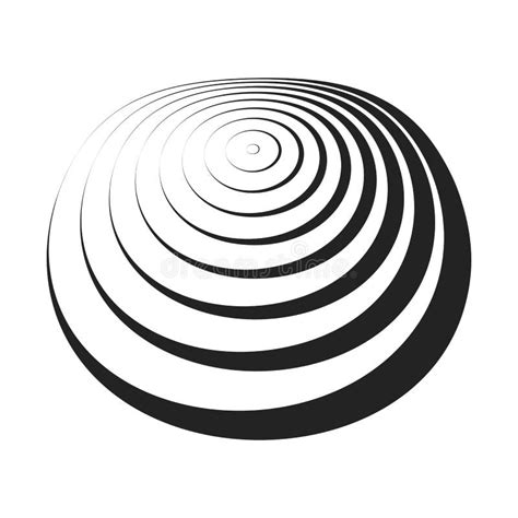 Black Concentric Wavy Lines That Makes A Rounded Abstract Organic Shape Stock Illustration