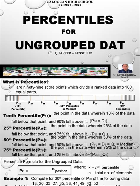 2022 2023 Lesson 3 Percentiles Of Ungrouped Data Pdf