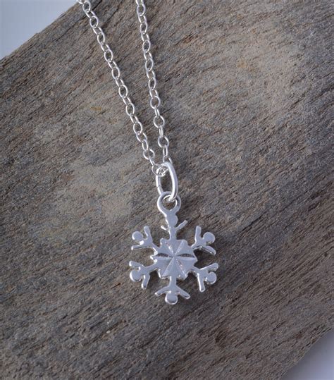 Sterling Silver Snowflake Necklace Dainty Pendant Charm Winter