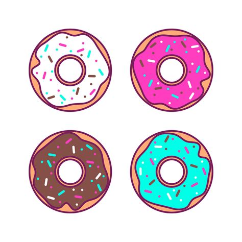 Vistoso Dibujos Animados Rosquilla Colocar Vector Ilustración