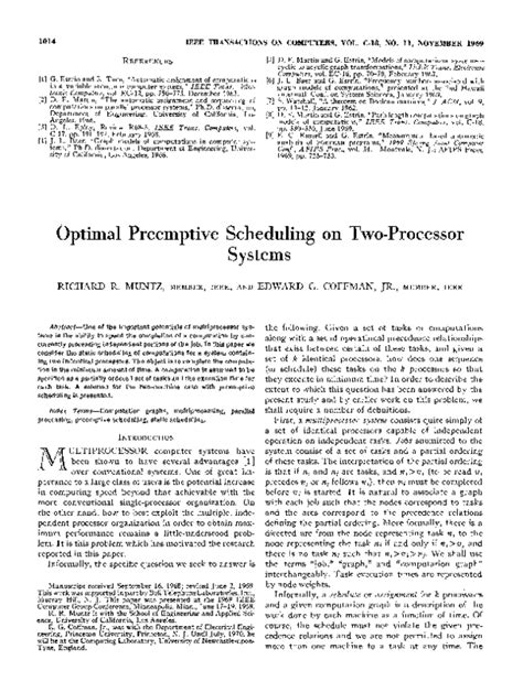 Pdf Optimal Preemptive Scheduling On Two Processor Systems