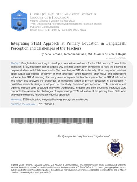 pdf integrating stem approach at primary education in bangladesh