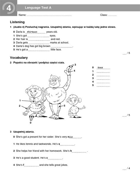 Klasa 4 Unit 4 Test Pdf