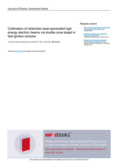 Pdf Collimation Of Relativistic Laser Generated High Energy Electron