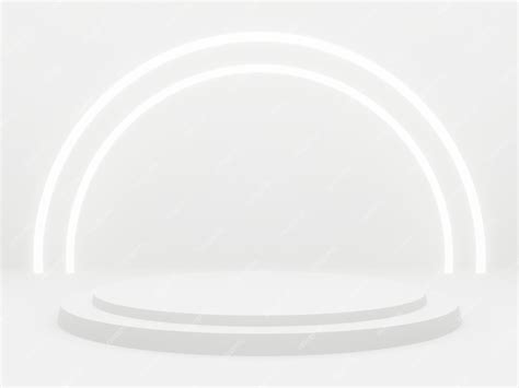 Premium Photo 3d Render White Product Display Mock Up White Background With White Neon Lights