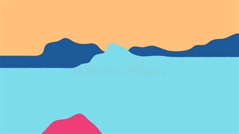 Cartoon Color Abstract Landscape Scene Concept Minimalist Animation