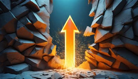Glowing Arrow Breaking Through Wall Breakthrough And Success Concept 3d